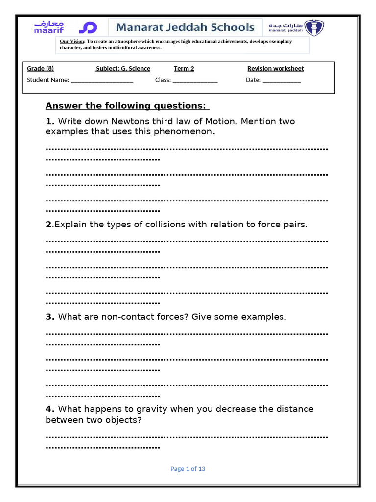 Revision Worksheet Term 2 (D) | PDF