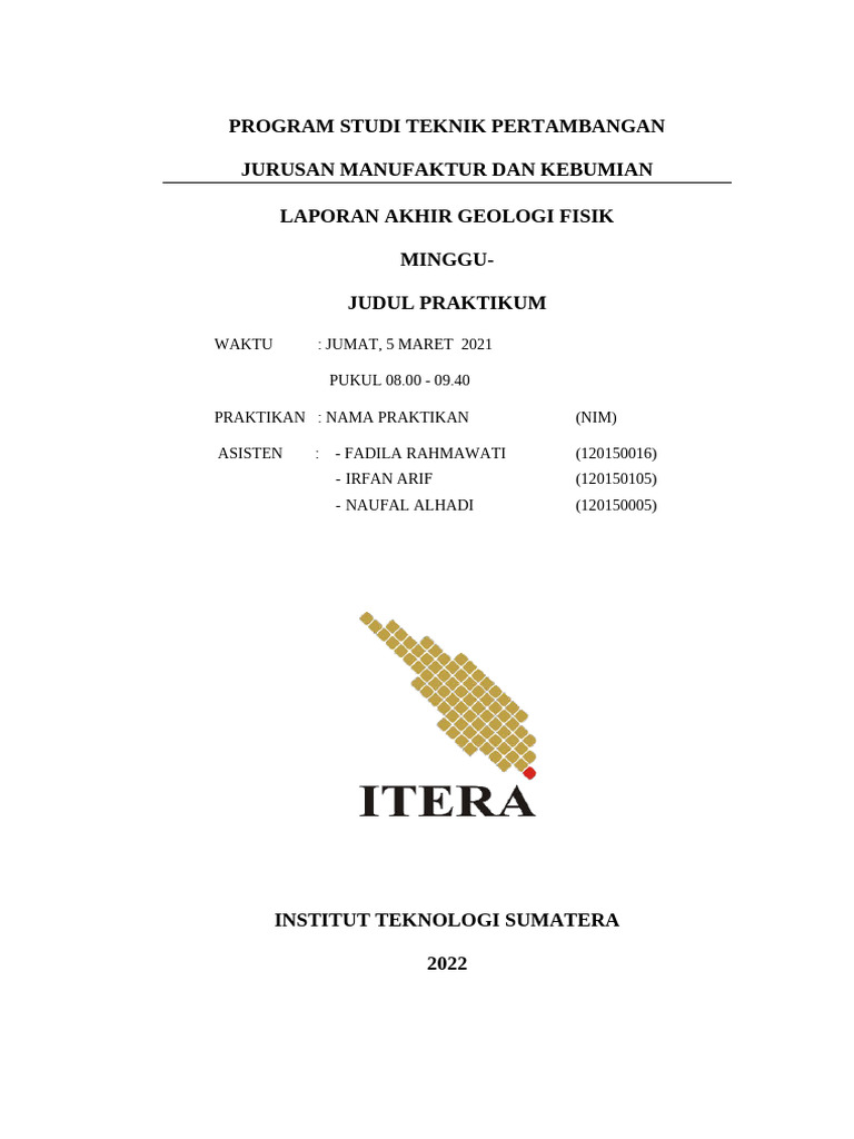 Program Studi Teknik Pertambangan Jurusan Manufaktur Dan Kebumian ...