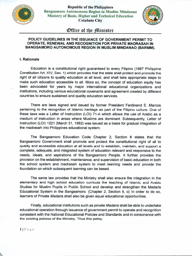 Policy Guidelines in Issuance of Government Permit To Operate | PDF