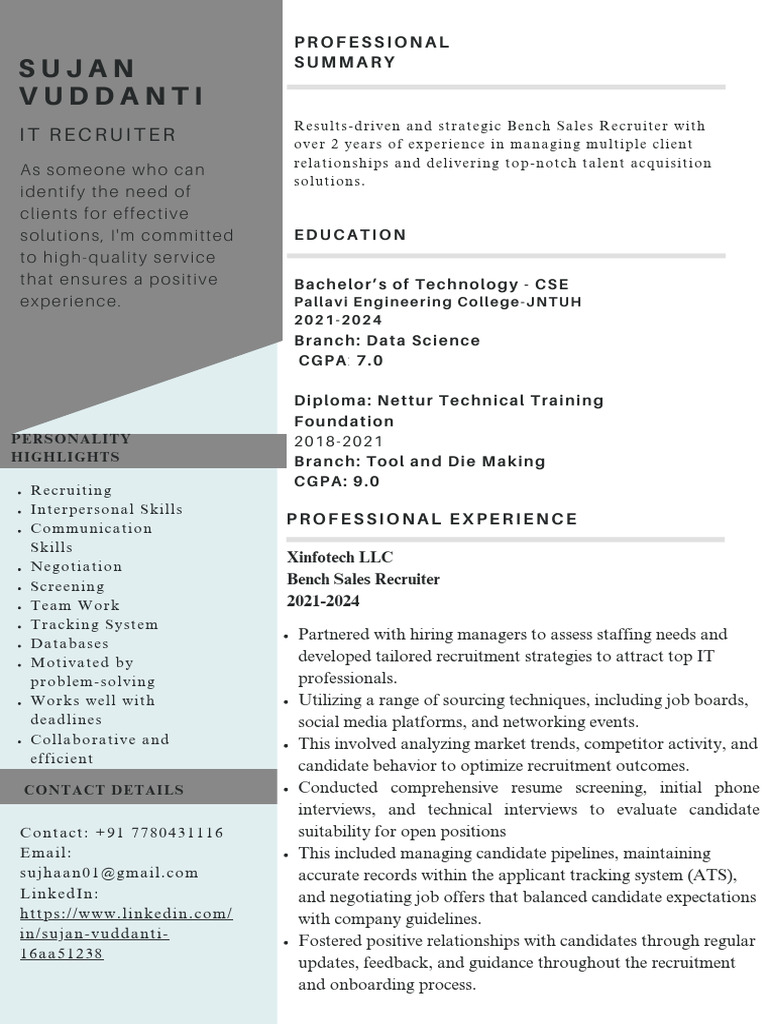 Sujan Vuddanti US Bench Sales | PDF