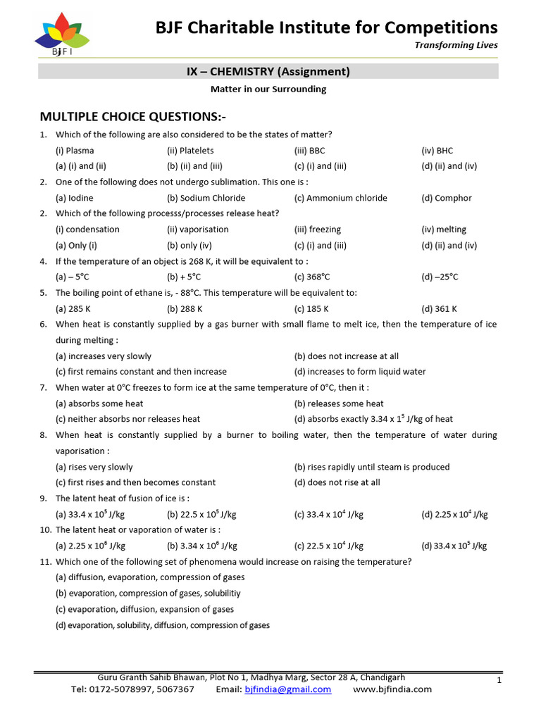 IX Chemistry Topic Matter in Our Surrounding 01 (1) | PDF