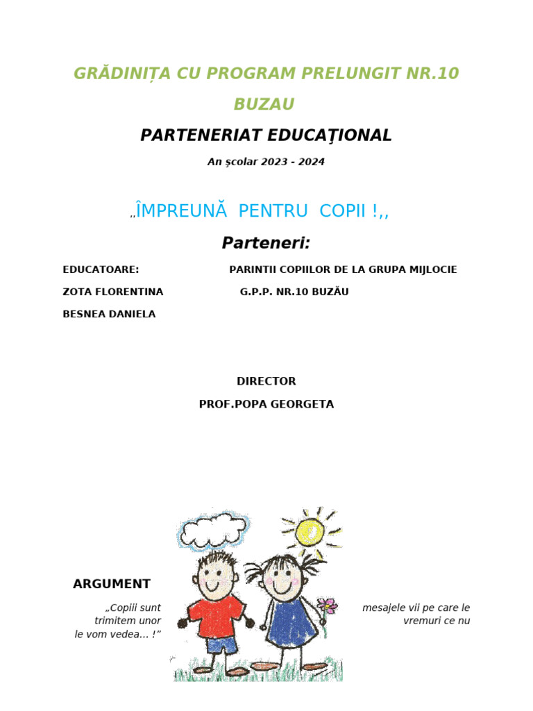parteneriat_familie-gradinita 2023-2024 | PDF