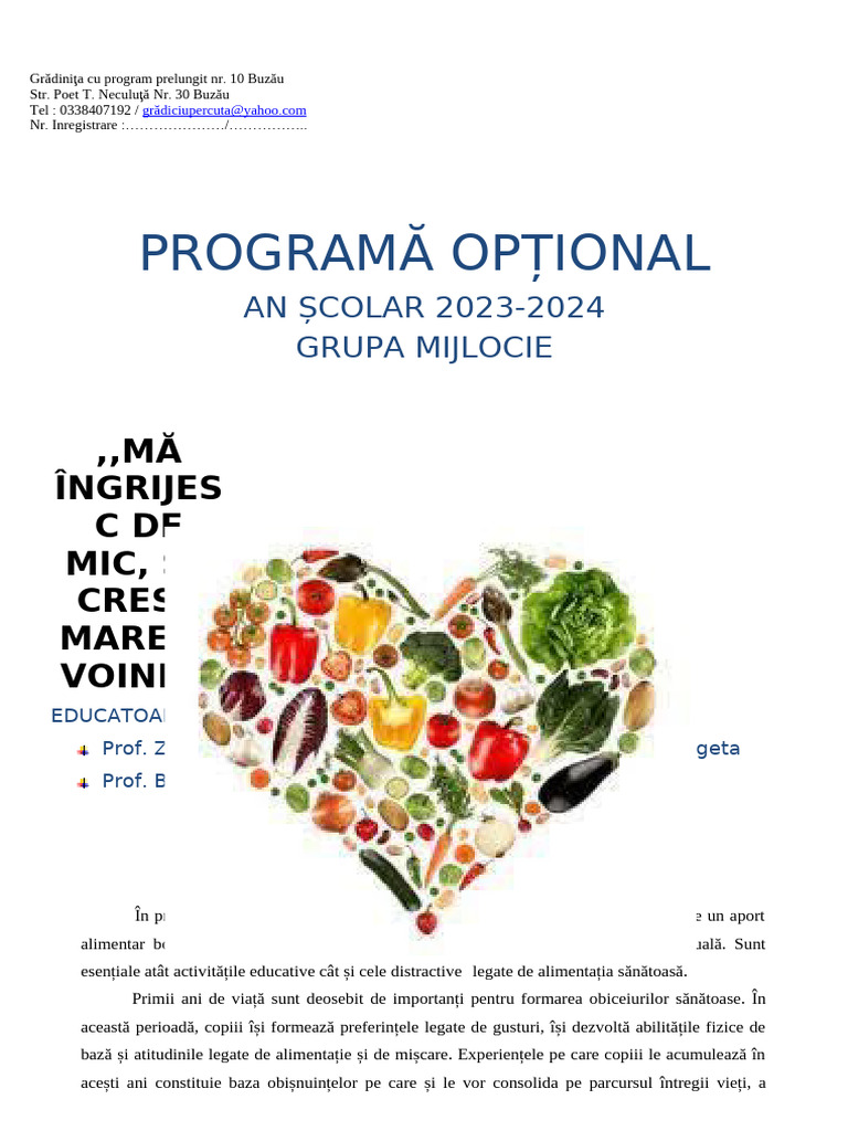Programa Optional Educatie Pentru Sanatate | PDF