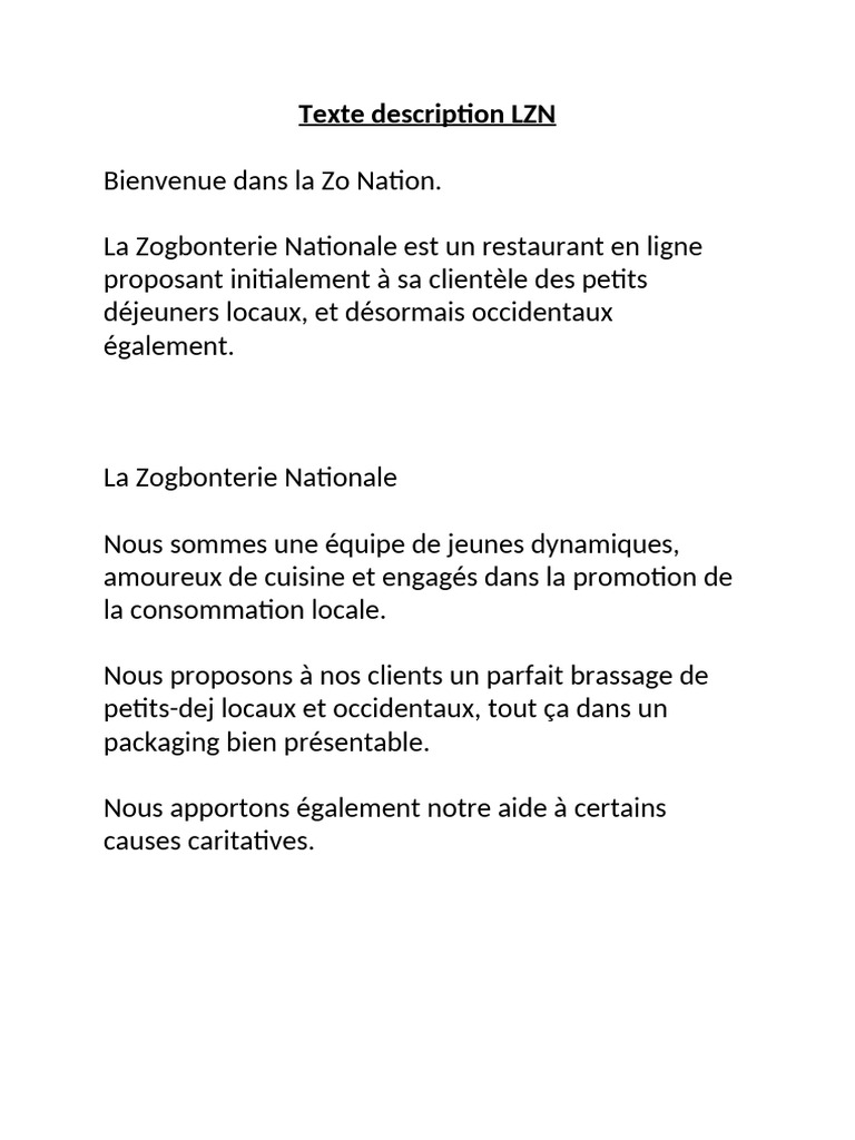 Texte Descriptif LZN | PDF
