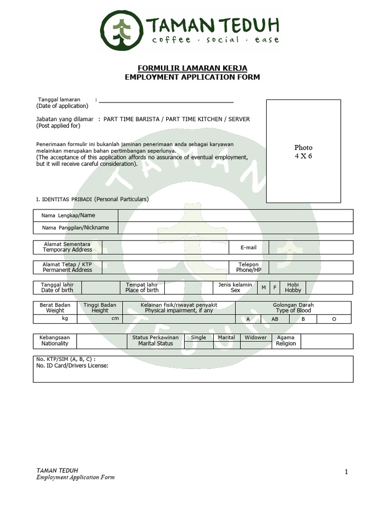 Employment Application Form 2 | PDF