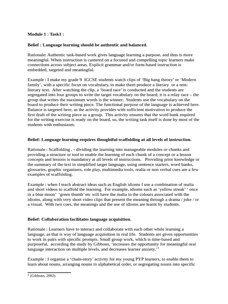 DELTA - Module 1 - Tasks | PDF
