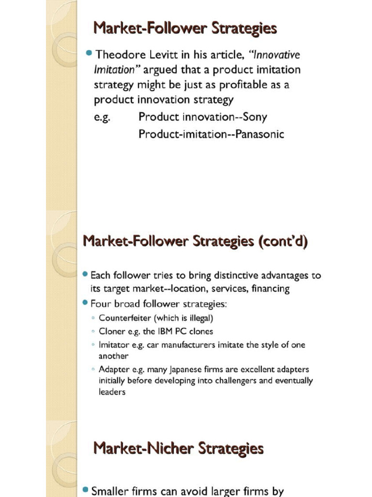 Market Followers and Nichers Strategies | PDF