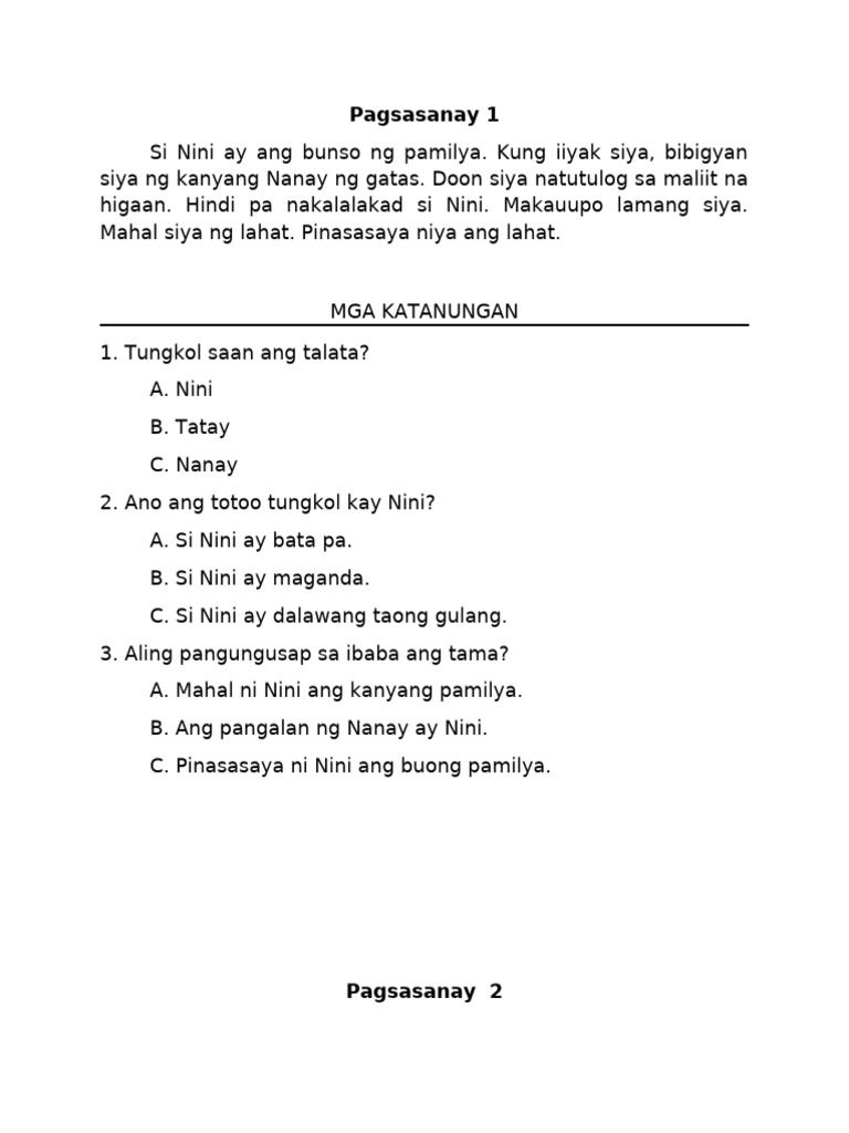 Grade 3 Pagpapaunlad Sa Kasanayan Sa Pagbasa | PDF