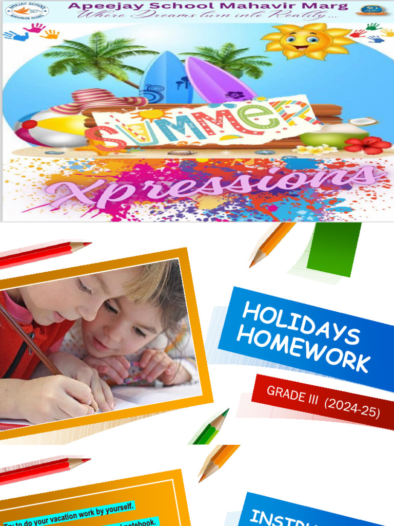 grade 3 HOLIDAYS HOMEWORK | PDF