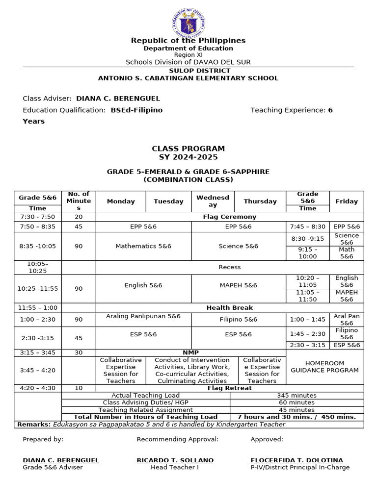 Classroom Program Grade 5 6 | PDF