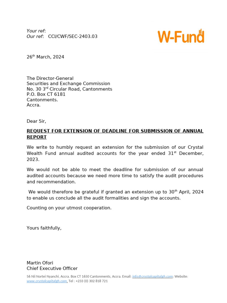 CWF Request For Audit Extension - SEC | PDF