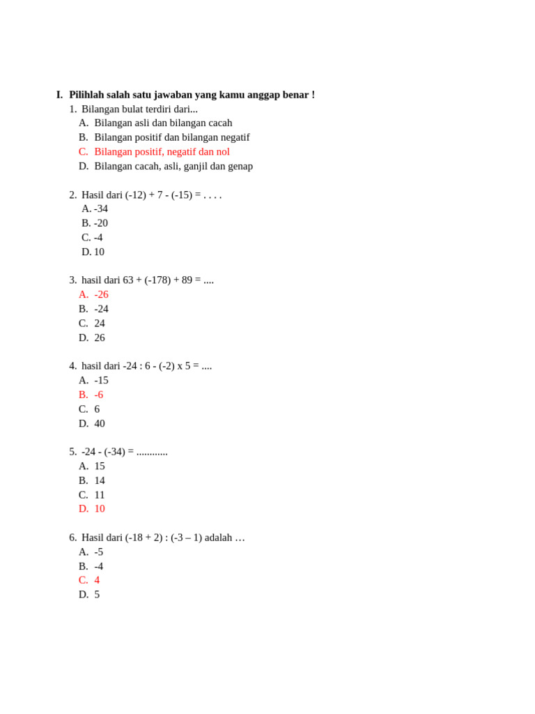 Soal PTS MTK KLS 7 Nelya | PDF