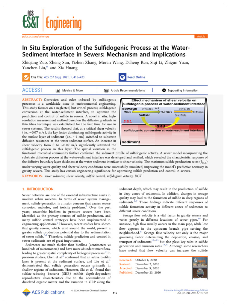 In Situ Exploration of The Sulfidogenic Process at The Water-Sediment ...