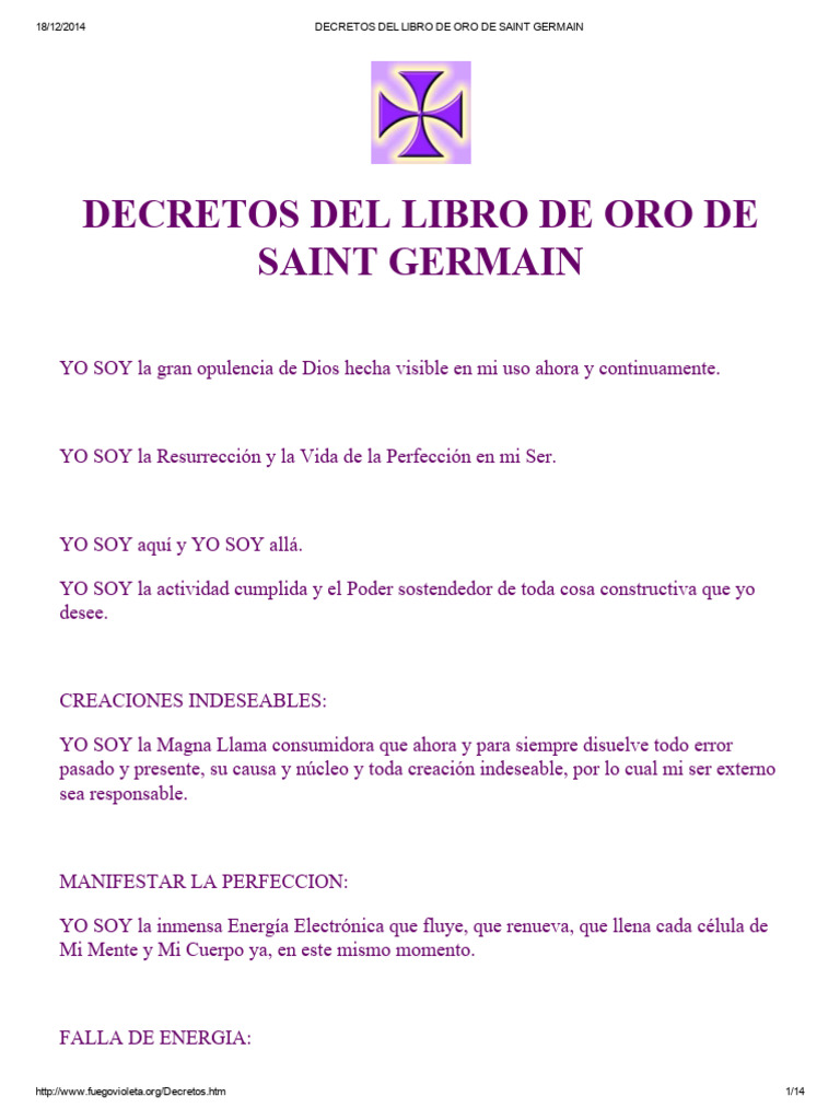 Decretos Del Libro de Oro, de Saint Germain | PDF