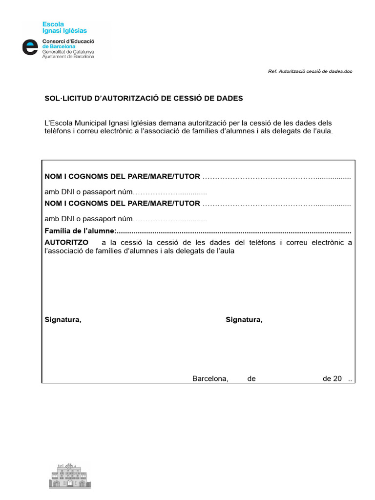 Autorització Cessió de Dades | PDF