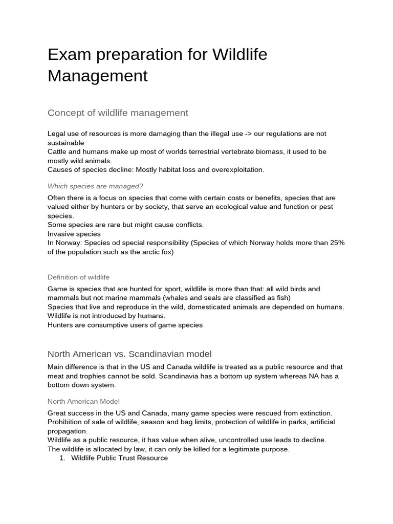Exam Preparation For Wildlife Management | PDF