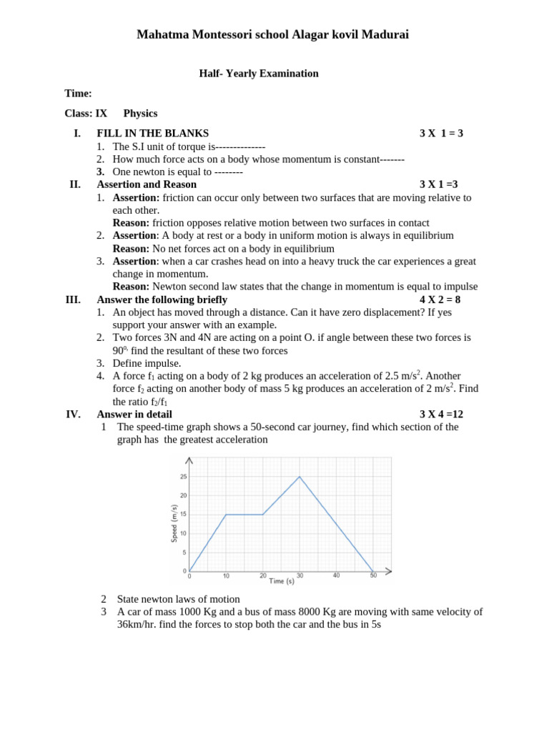 9th Half Yearly Question | PDF
