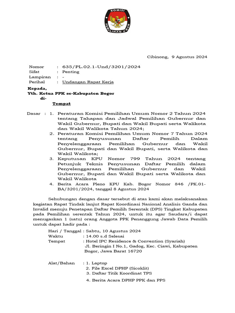 UNDANGAN SINKRONISASI-10 AGUST | PDF