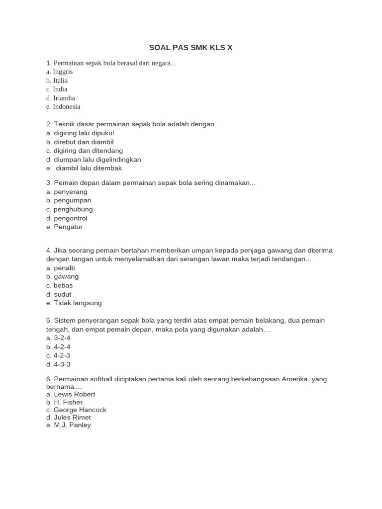 Soal Pat SMK KLS X 2020 | PDF