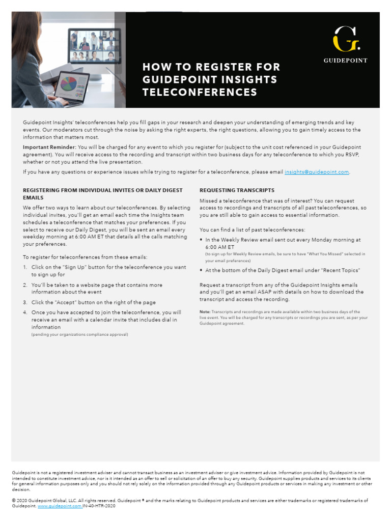 How To Register For Guidepoint Insights Teleconferences | PDF