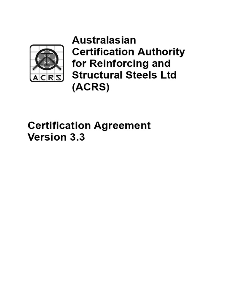 ADM 016 ACRS Certification Agreement (Version 3.3) Clean | PDF