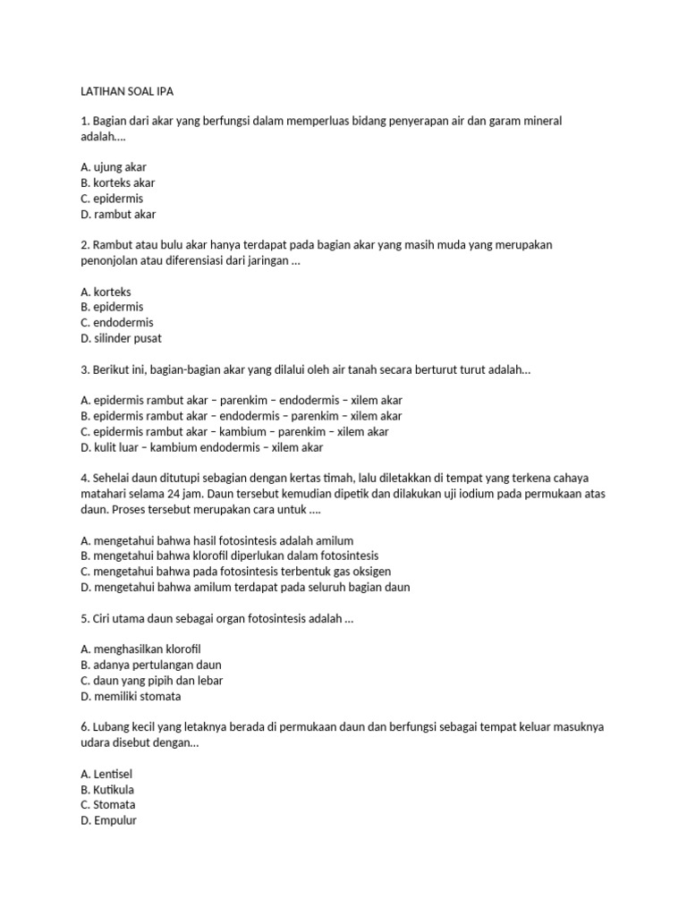 Latihan Soal Ipa Bu Ratna | PDF