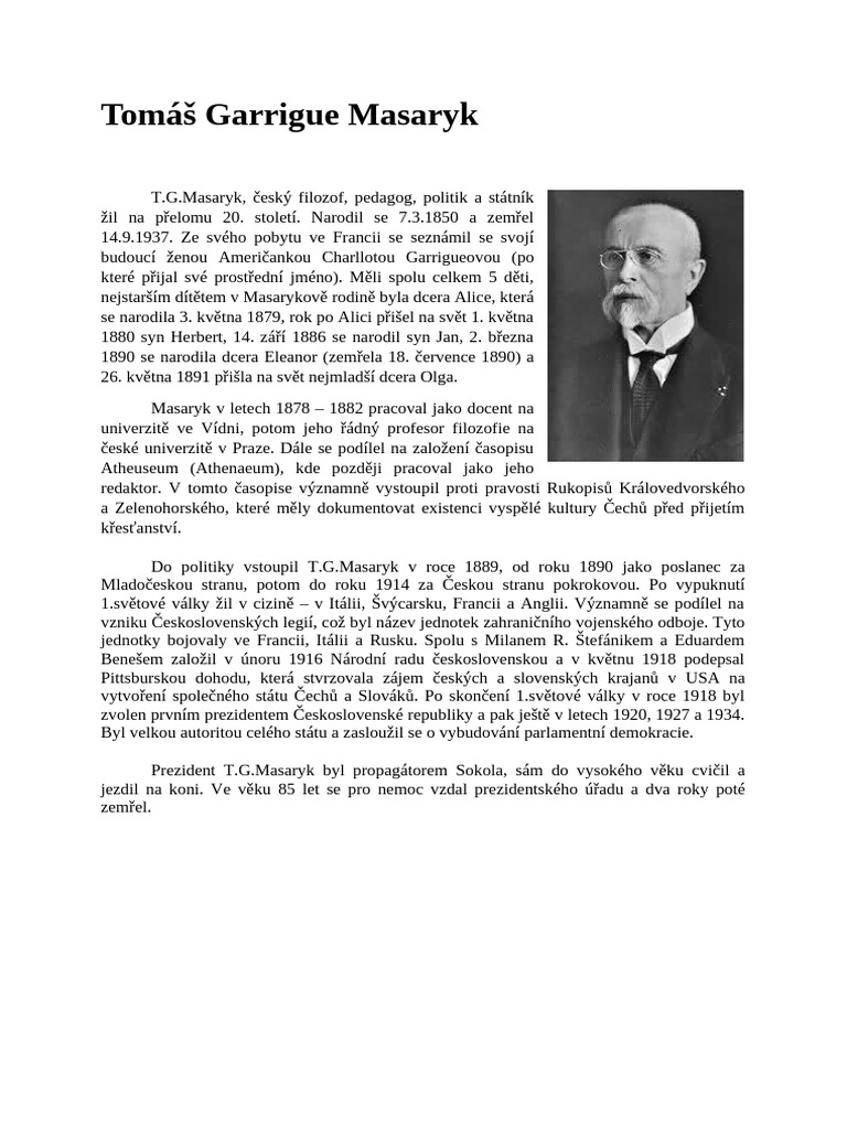 Tomáš Garrigue Masaryk | PDF