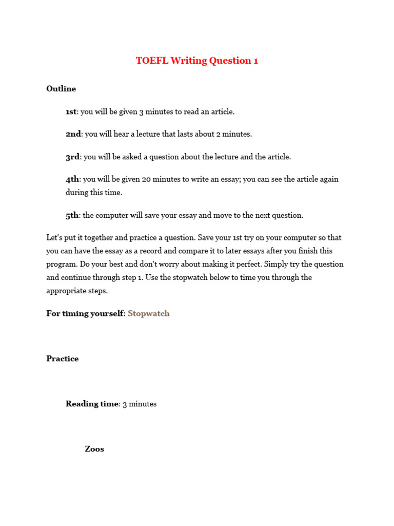 TOEFL Writing Question 1 | PDF