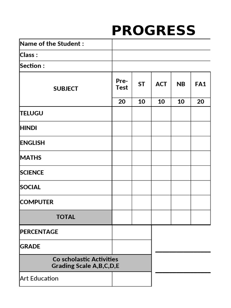 Progress Report Primary | PDF