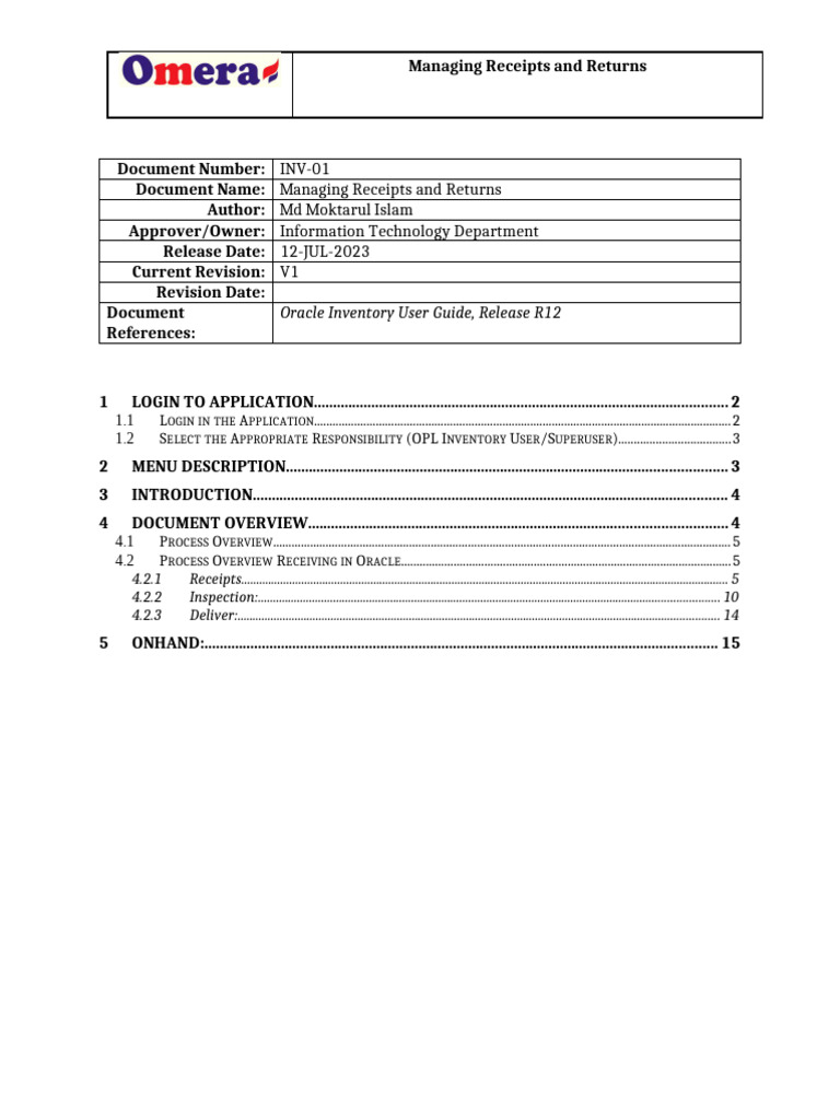 Inventory Receiving Manual | PDF