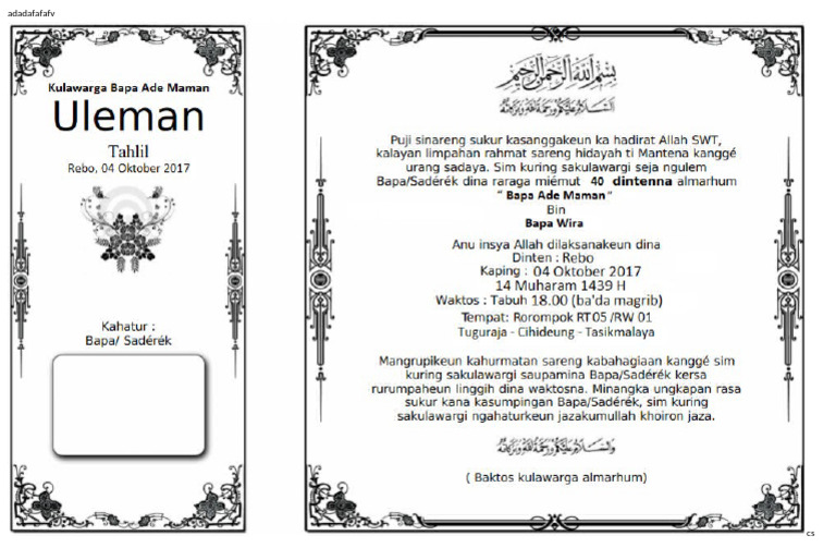 Uleman Tahlil 40 Dinten Ku Basa Sunda | PDF