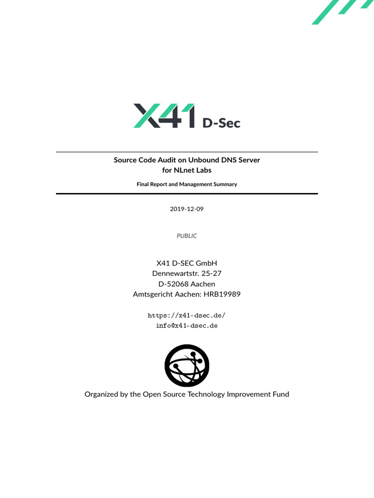X41 Unbound Security Audit 2019 Final Report | PDF