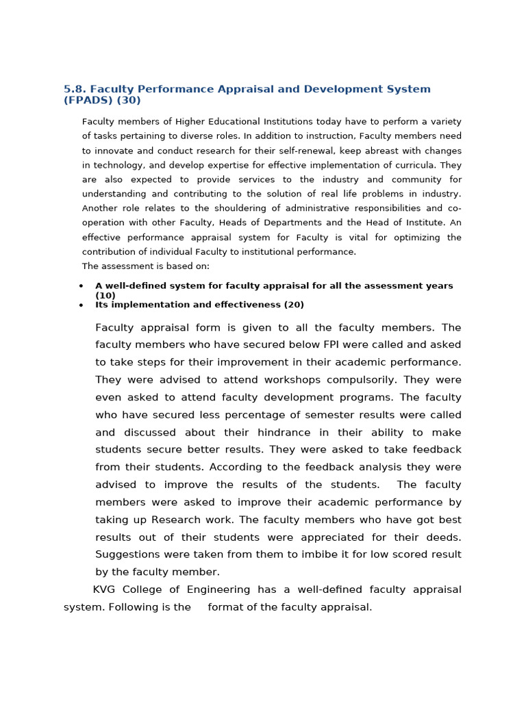 Faculty Appraisal 5 8 Pdf