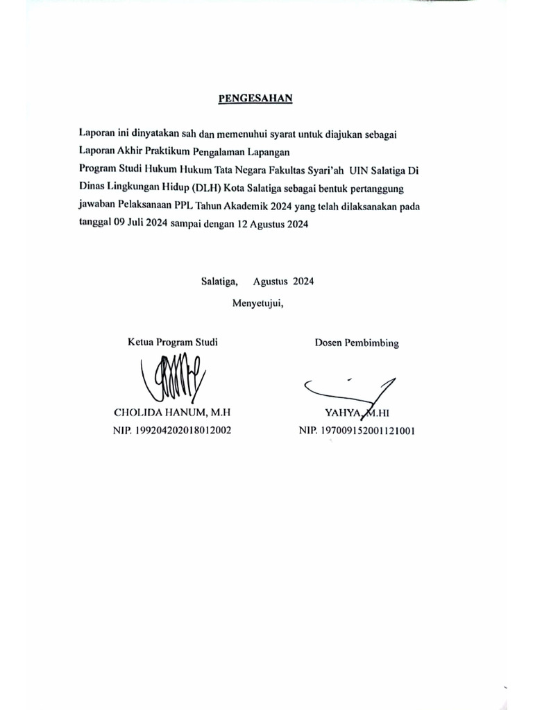 lembar pengesahan magang | PDF