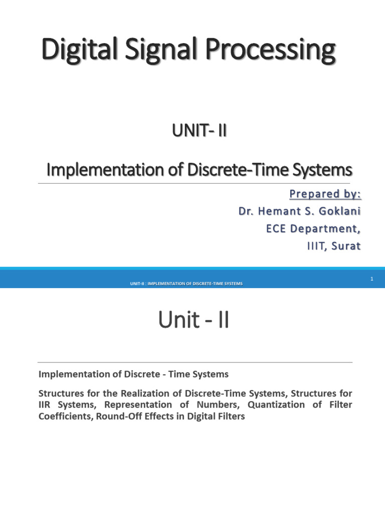 DSP Unit-Ii | PDF