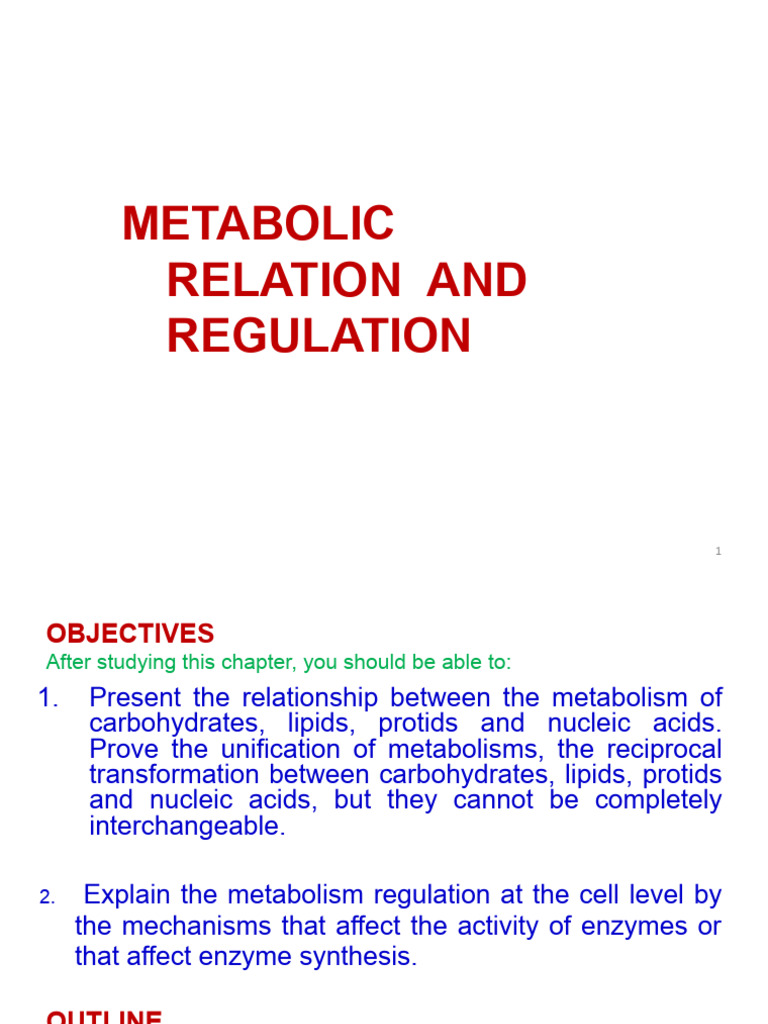 Metabolic Relation and Regulation | PDF