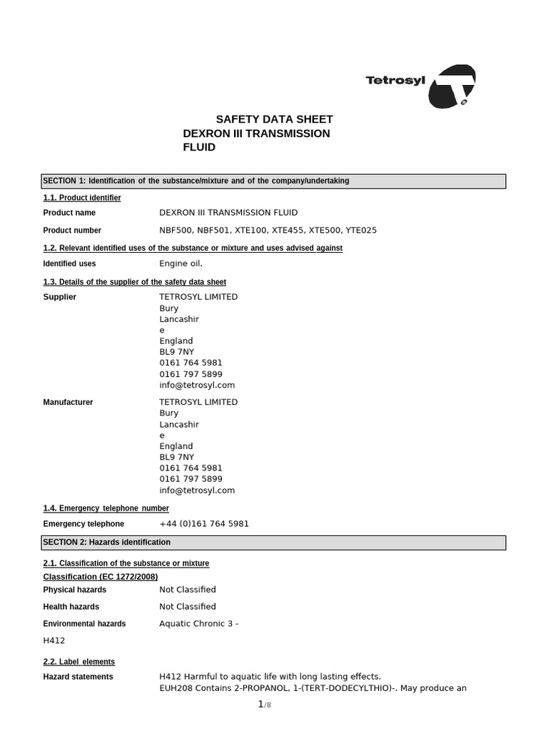 Atf Dextron Iii | PDF