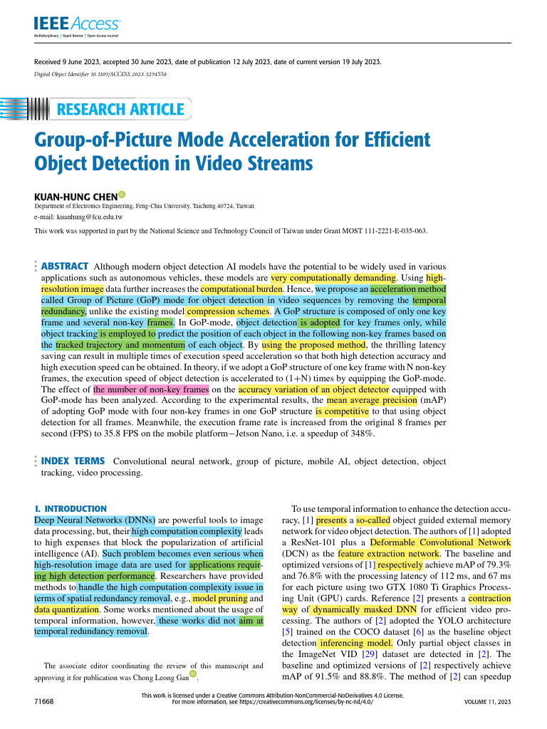 【17】Group-Of-Picture Mode Acceleration for Efficient Object Detection in Video Streams | PDF ...