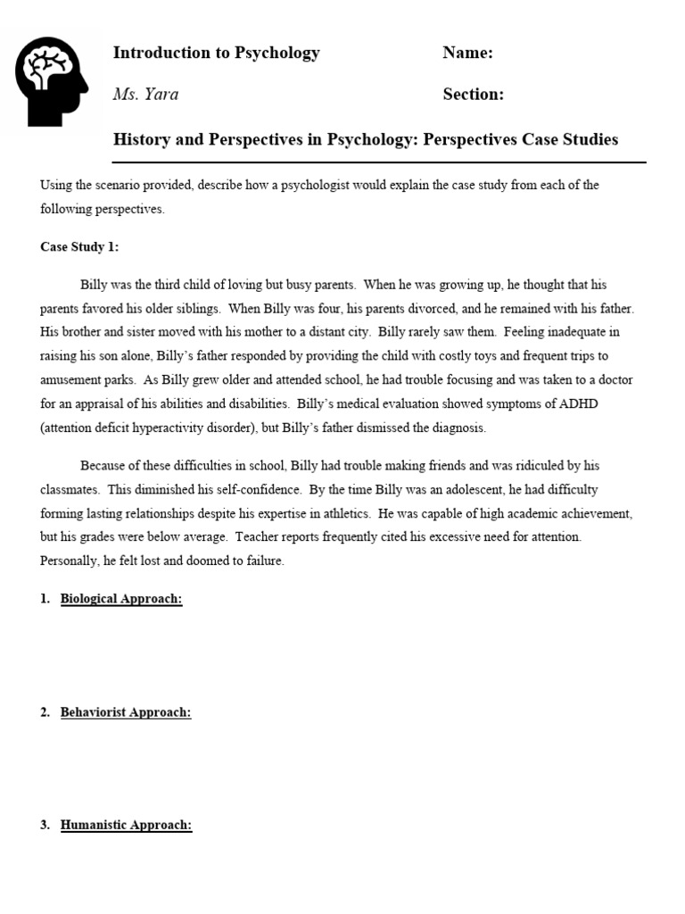 Case Studies Perspectives 1 | PDF | Attention Deficit Hyperactivity Disorder | Behavioural Sciences