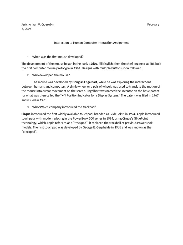 Interaction To Human Computer Interaction Assignment | PDF