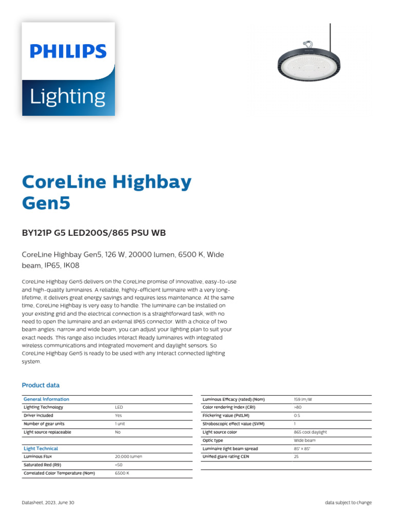 Lighting Lighting: Coreline Highbay Gen5 | PDF