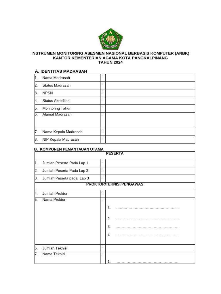 Instrumen Monev ANBK | PDF