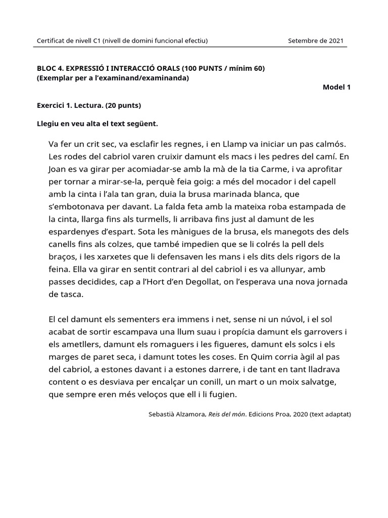 Prova C1 2021 Part Oral | PDF