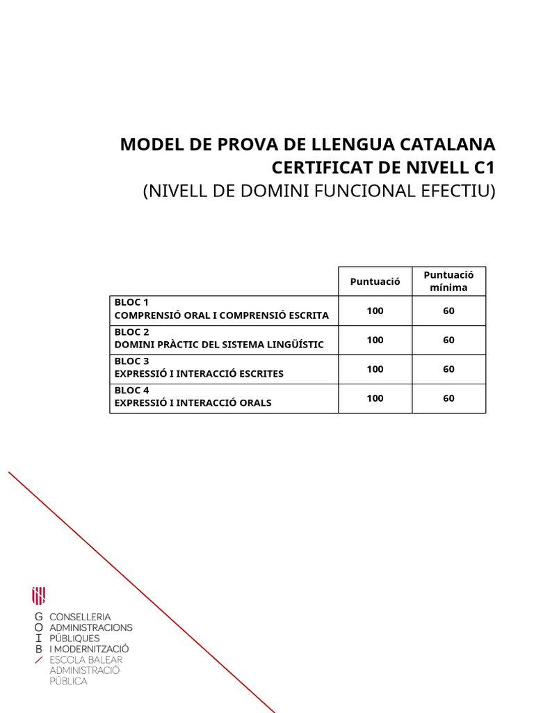 C1 Model de Prova | PDF