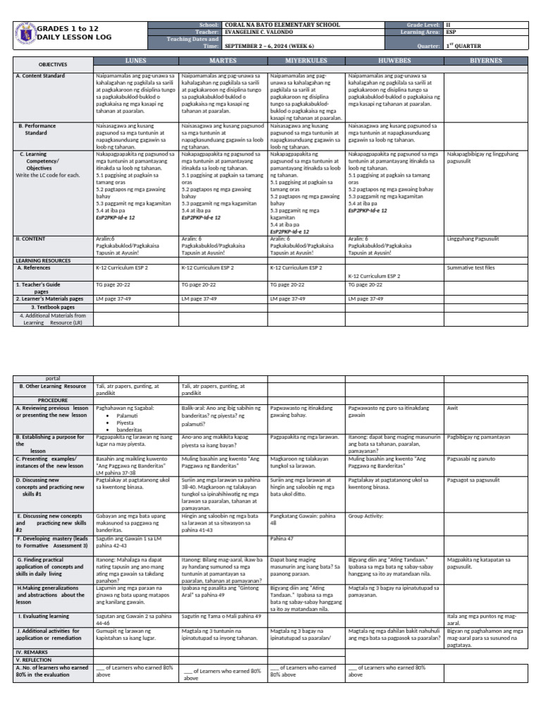 DLL - Esp 2 - Q1 - W6 | PDF