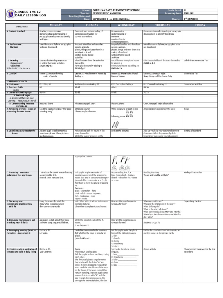 DLL - English 2 - Q1 - W6 | PDF