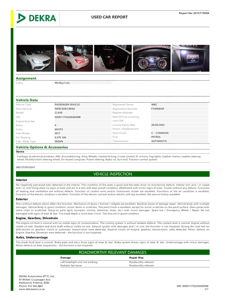 Dekra Report - DL345293 (1) | PDF