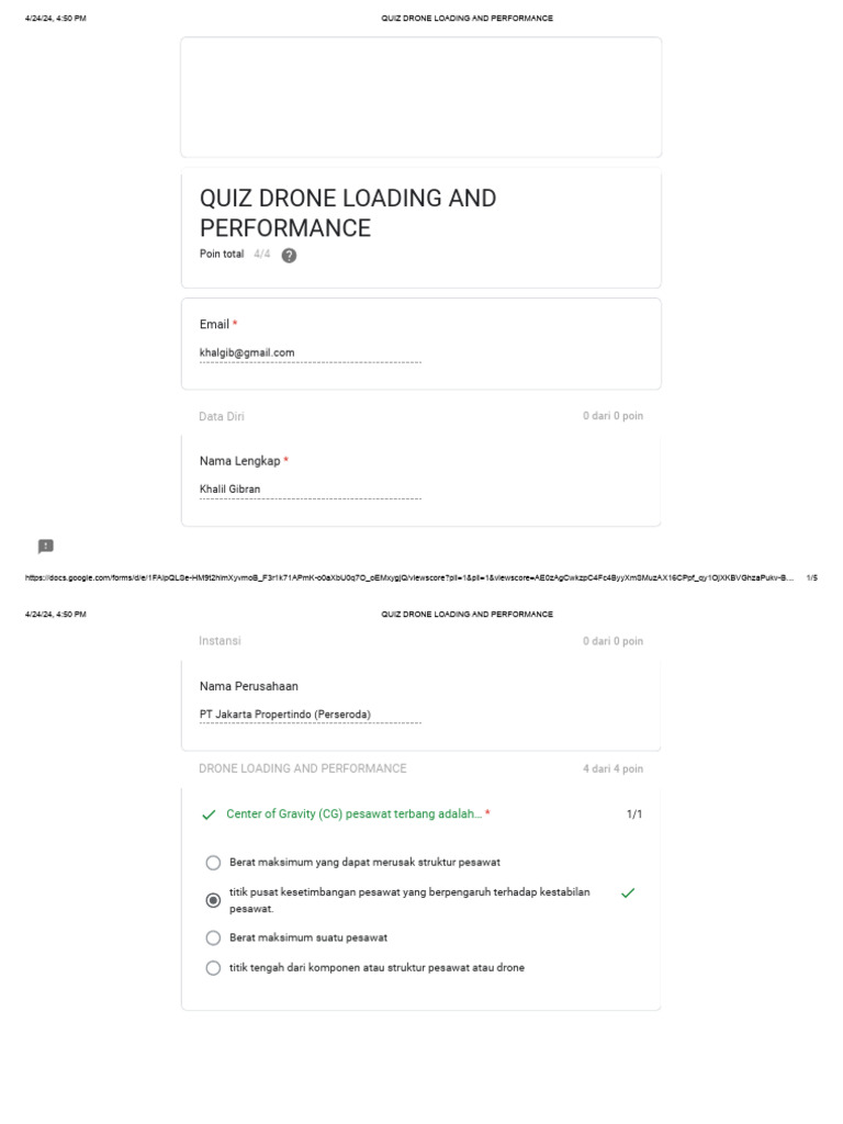 Quiz Drone Loading and Performance | PDF