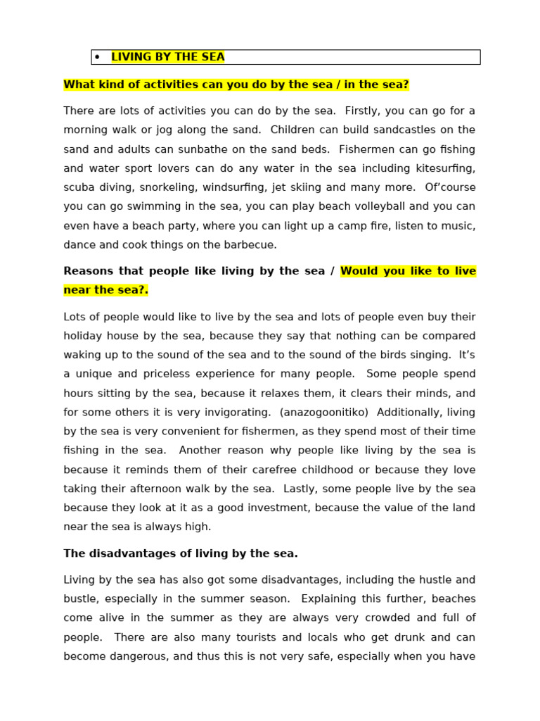 IGCSE Speaking 2022-2023 | PDF | Sea | Foreign Language Studies