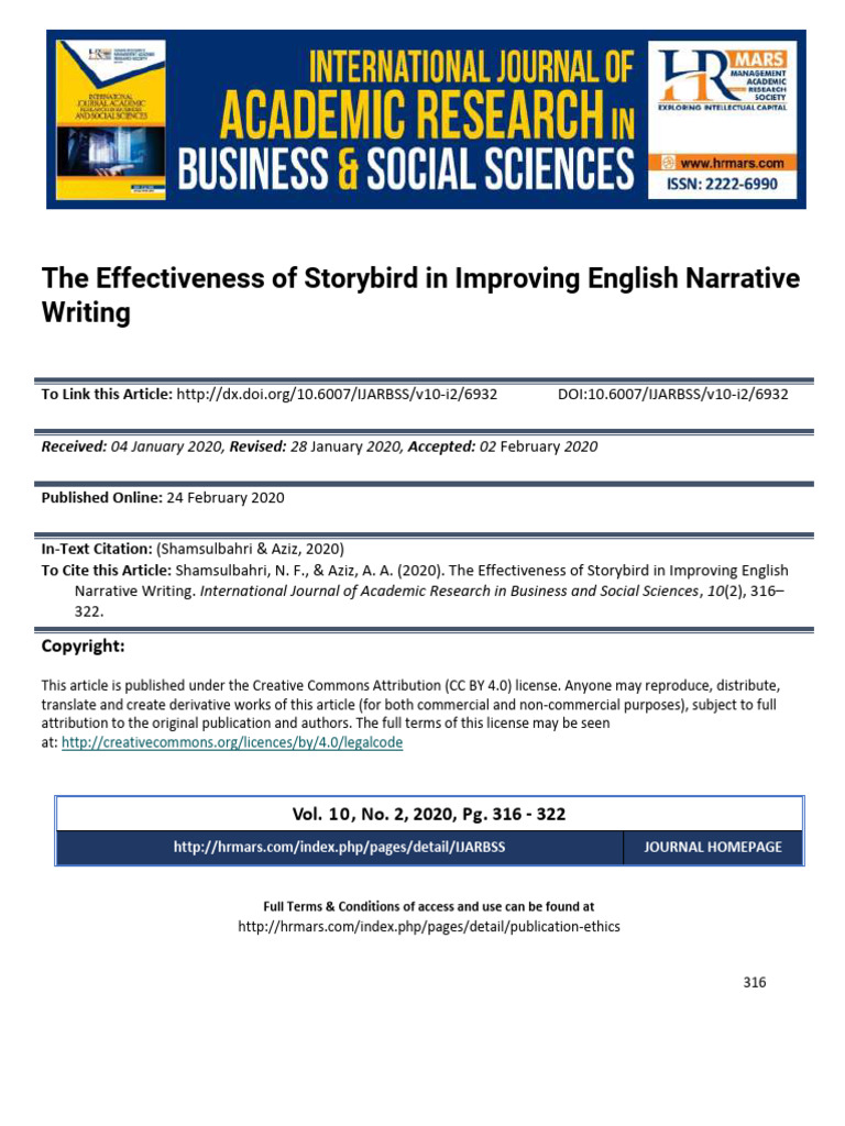 The Effectiveness of Storybird in Improving English Narrative Writing | PDF